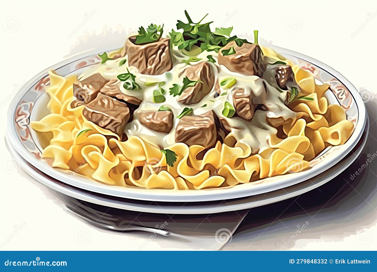 Beef Stroganoff Illustration - Made with Generative AI Tools Stock ...