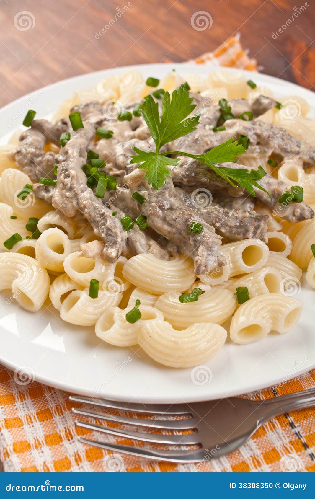 Beef Stroganoff with pasta stock photo. Image of cooked - 38308350