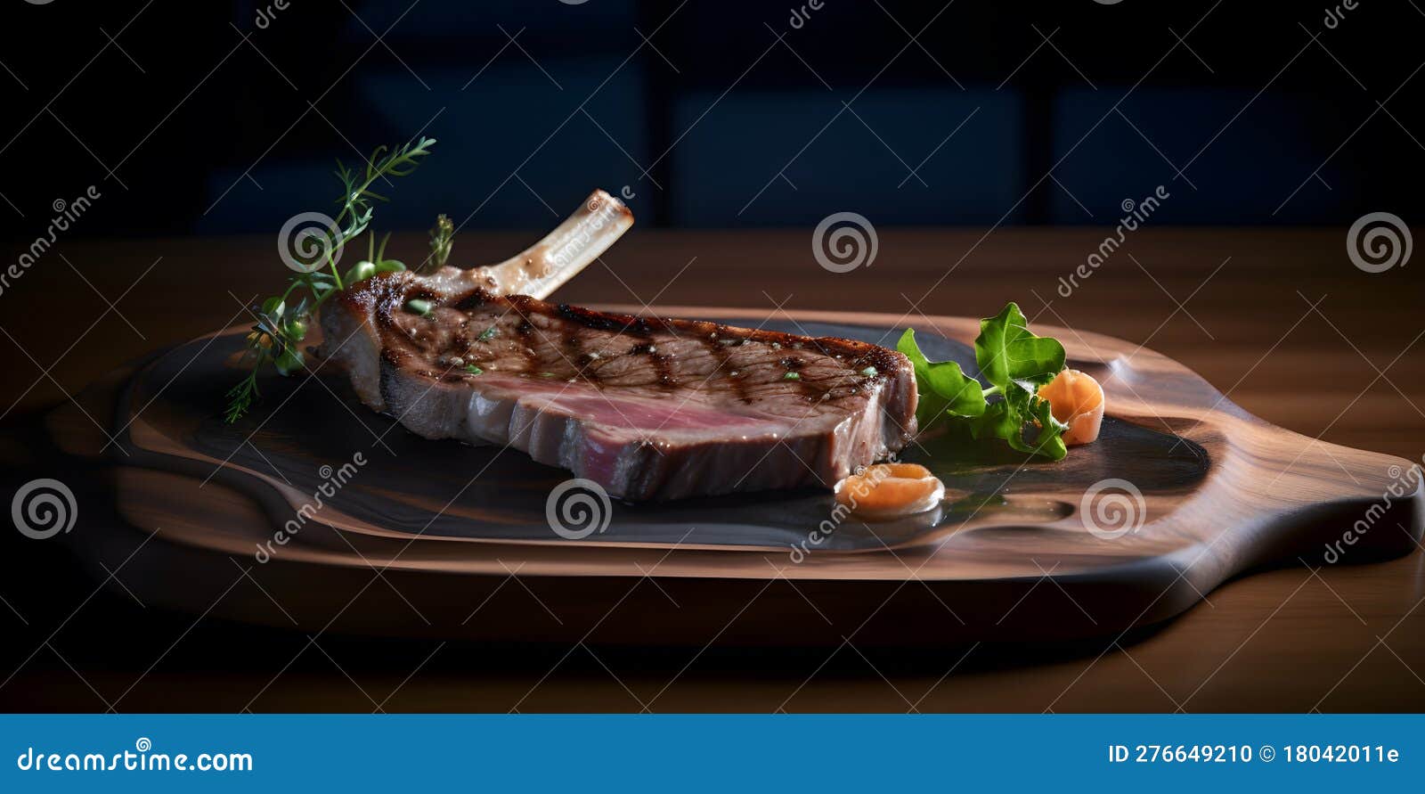 Beef T-bone Stake in the Restaurant, on Dark Background, Ai Generated ...