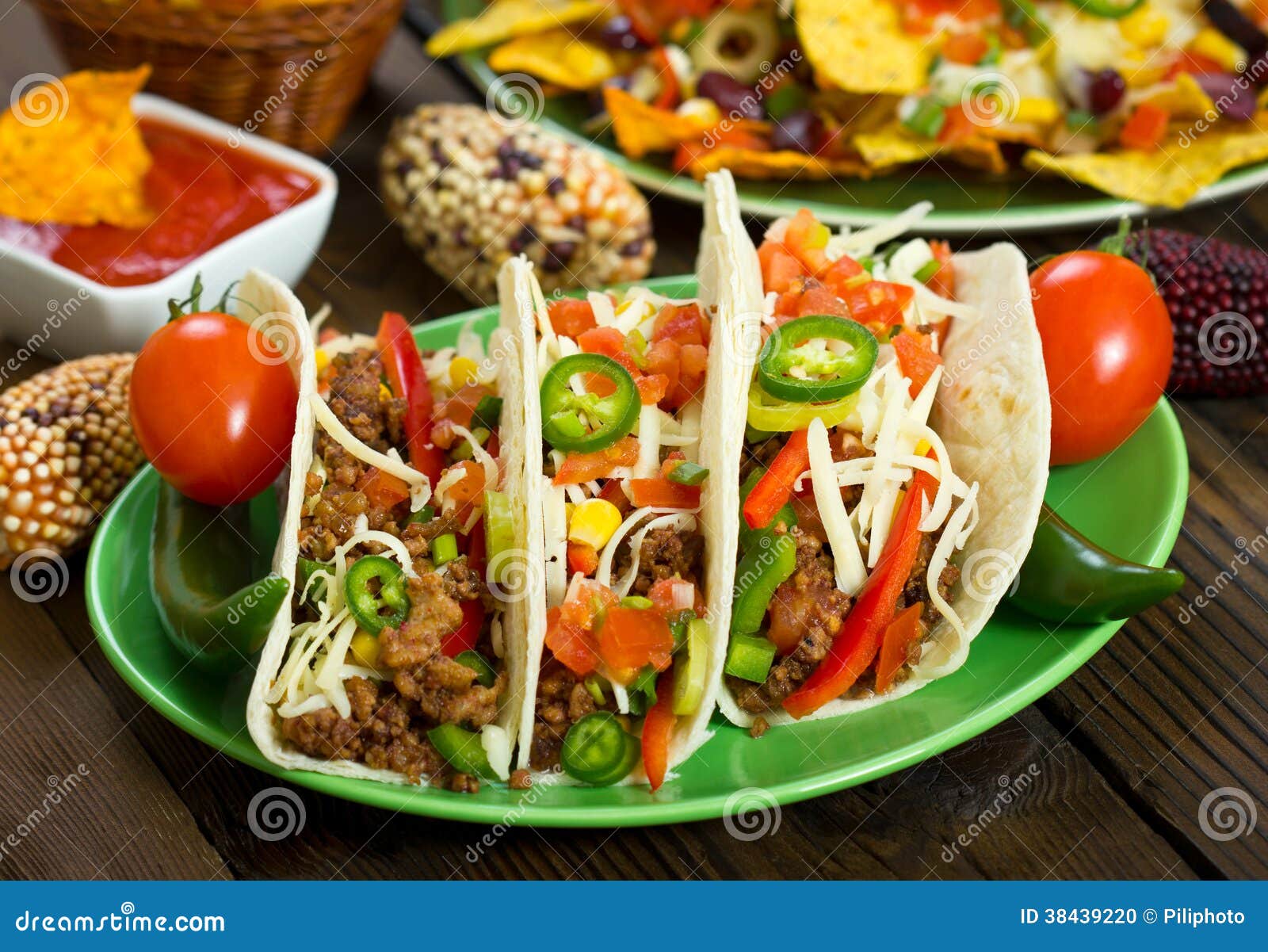 Beef taco on the plate stock photo. Image of drink, spice - 38439220