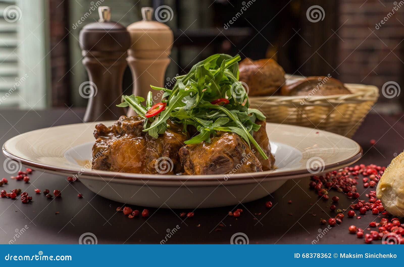 Beef Tails Stew with Wine and Vegetables Stock Photo - Image of chips ...
