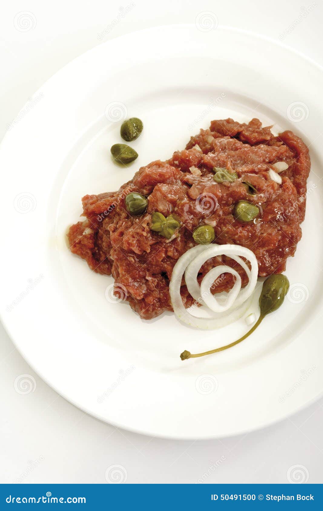 Beef Tartare on Toast on Plate Stock Photo - Image of taste, garnished ...