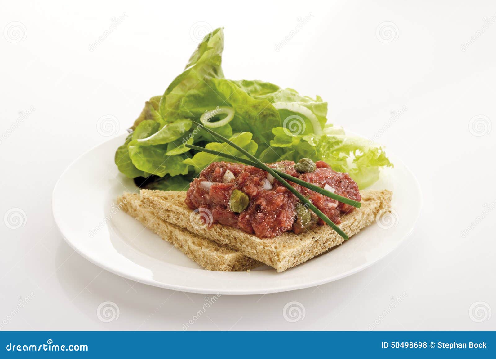 Beef Tartare on Toast on Plate Stock Photo - Image of flavorful, dish ...