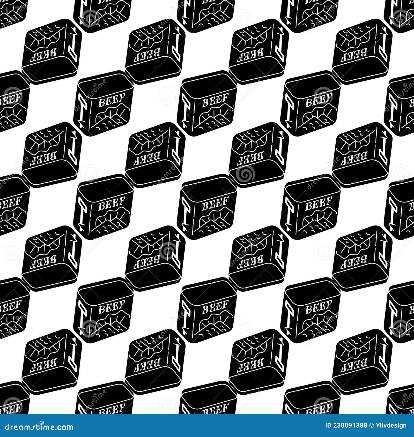 Beef Tin Can Pattern Seamless Vector Stock Vector - Illustration of ...
