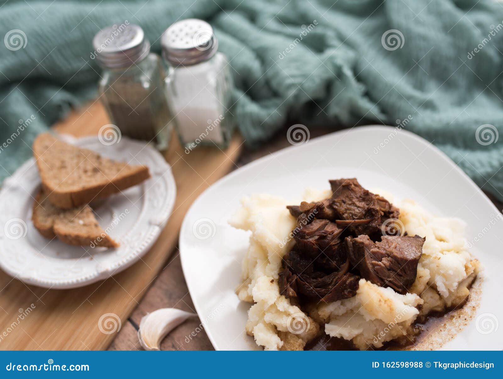 Beef Tips with Gravy on Mashed Potatoes Stock Photo - Image of meat ...