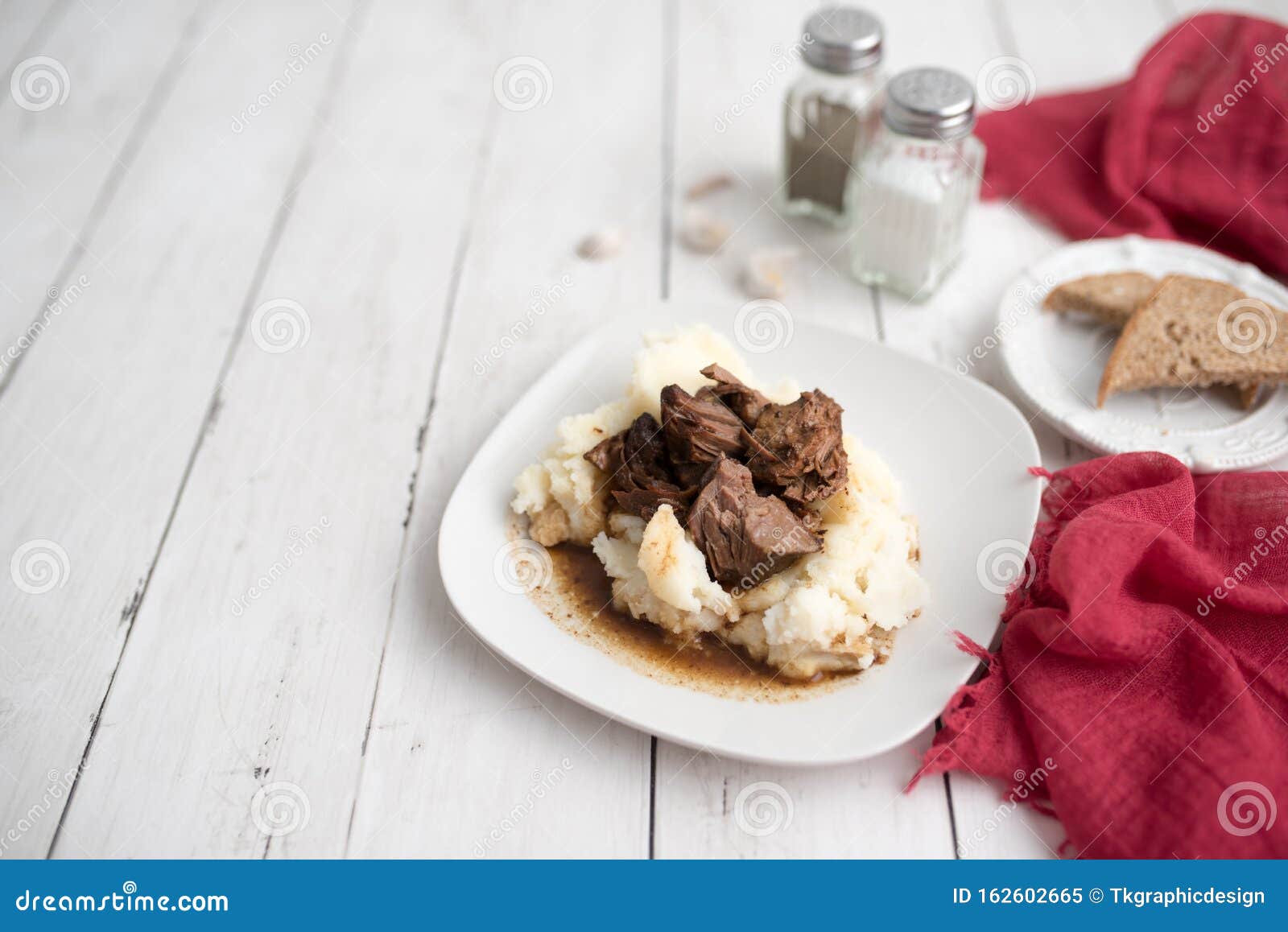 Beef Tips with Gravy on Mashed Potatoes Stock Image - Image of dinner ...