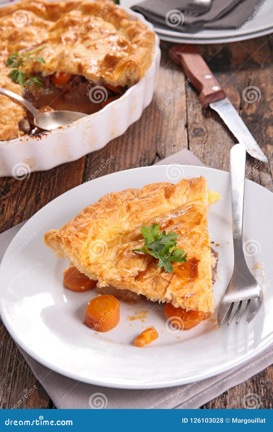 Beef and vegetable pie stock photo. Image of gastronomy - 126103028