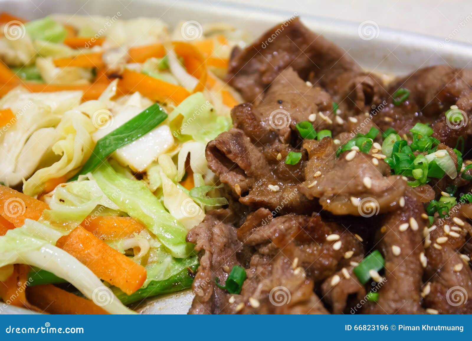 Beef with Vegetables Teppanyaki Stock Photo - Image of close ...
