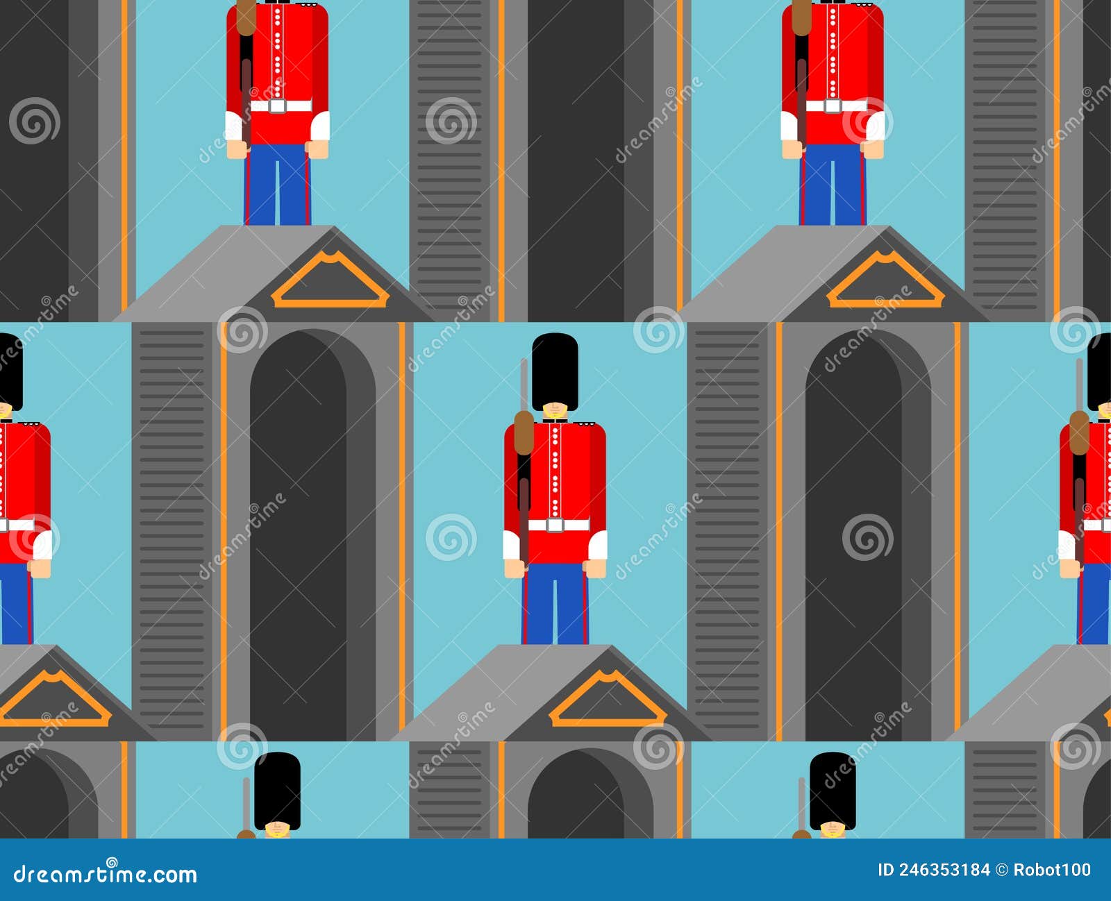 Sentry Of The Grenadier Guards Outside Buckingham Palace - Vector ...