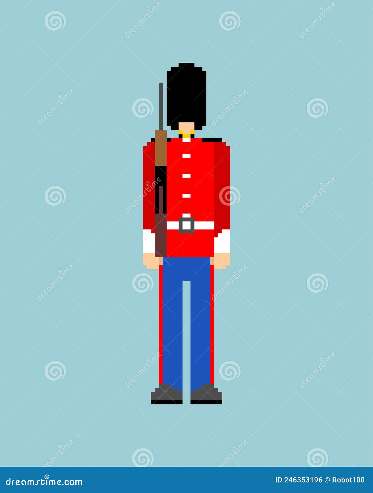 Beefeater British Royal Guardsman Pixel Art. 8 Bit Sentry Grenadier in ...