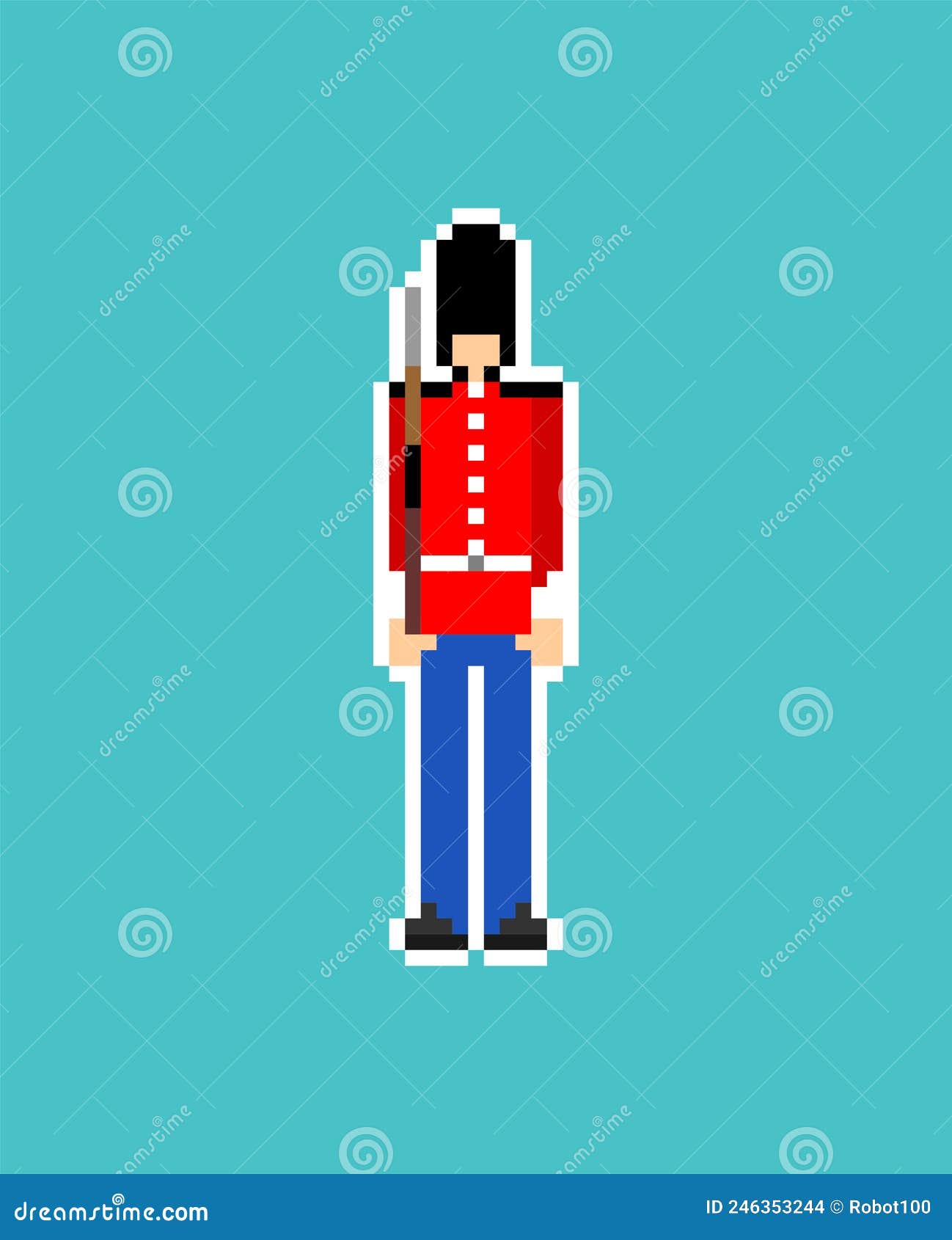 Beefeater British Royal Guardsman Pixel Art. 8 Bit Sentry Grenadier in ...