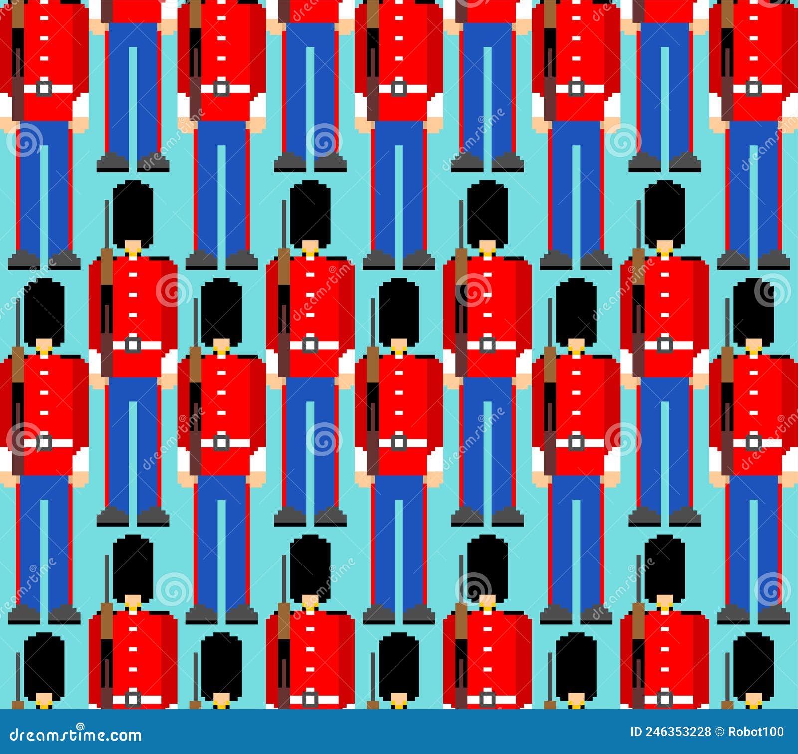 Beefeater British Royal Guardsman Pixel Art Pattern Seamless. 8 Bit ...