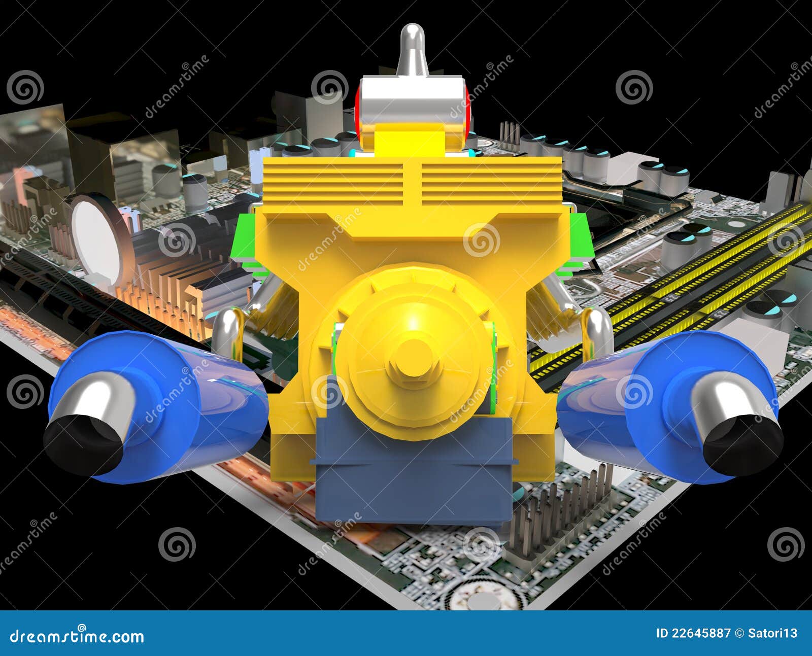 Beefed up circuit board stock illustration. Illustration of electrical ...
