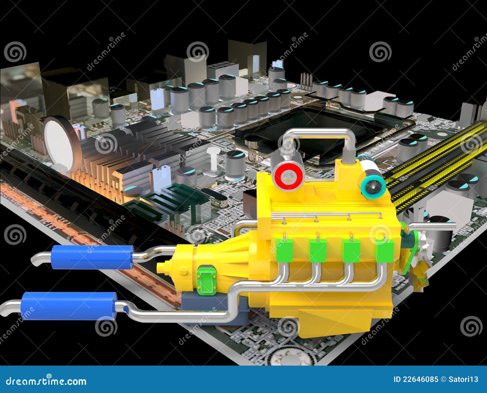 Beefed up circuit board stock illustration. Illustration of electric ...