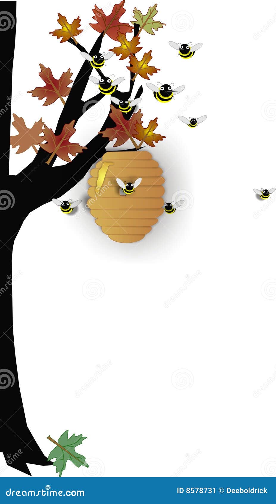Bees Swarming In Beehive On Honeycombs. Stock Illustration ...