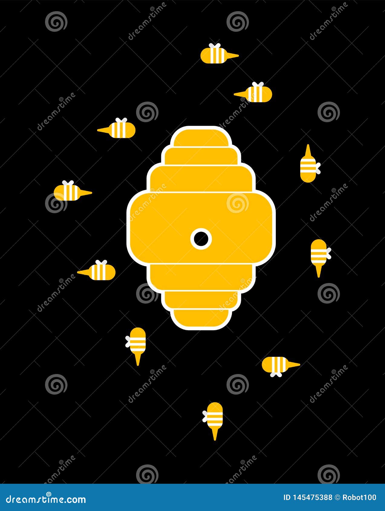 Beehive and Bees. Home for Bee Cartoon Style Stock Vector ...