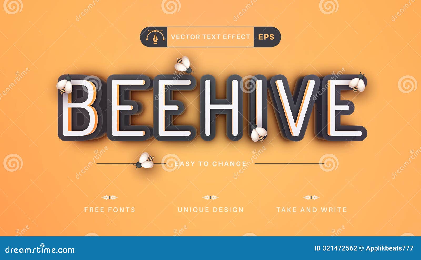 Beehive - Editable Text Effect, Font Style Stock Vector - Illustration ...