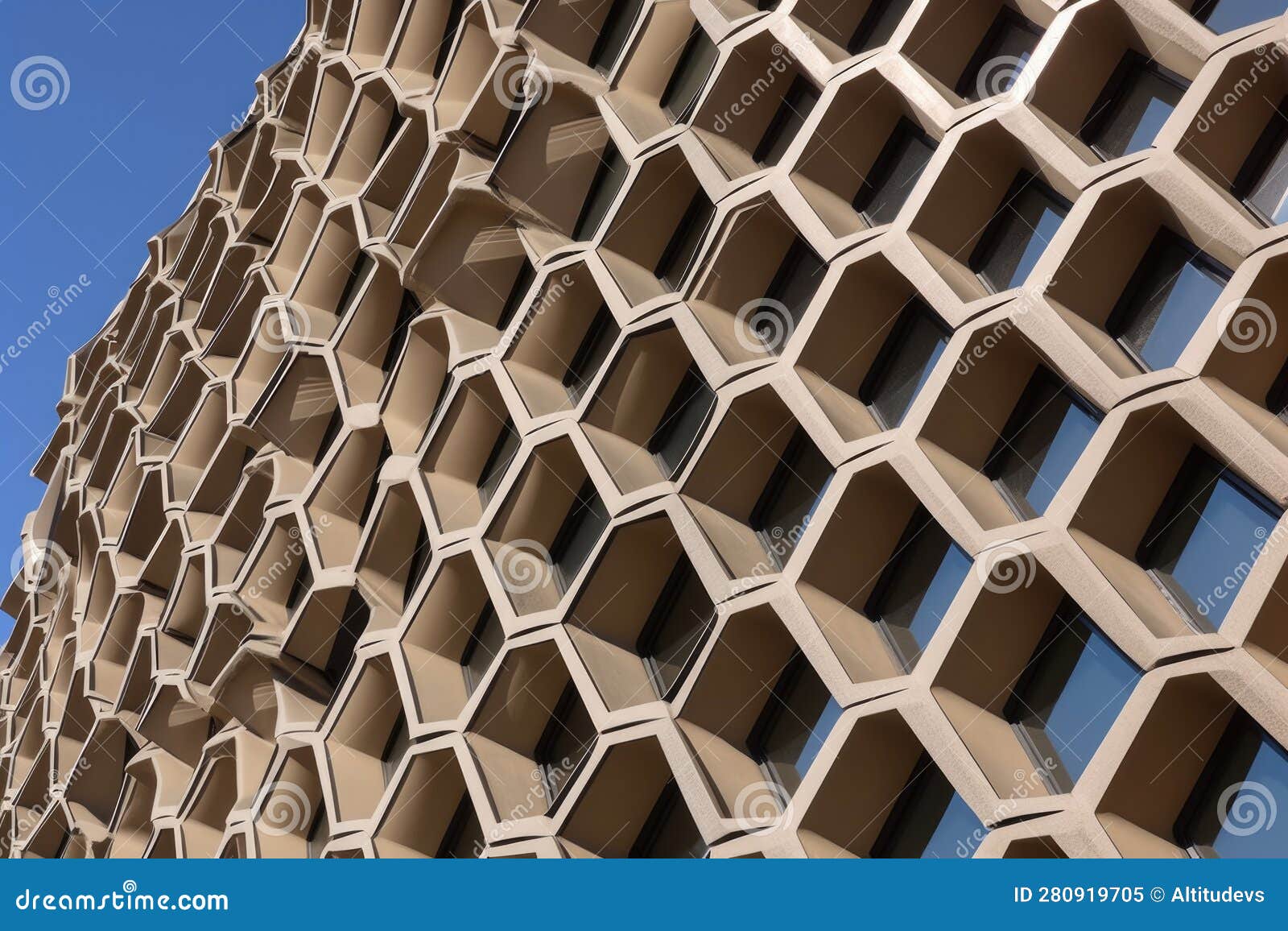 Beehive-like Pattern on a Modern Building Facade Stock Illustration ...