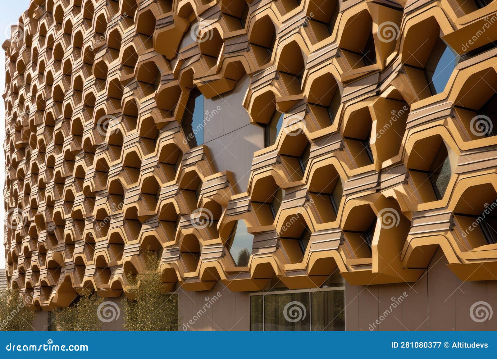 Beehive-like Pattern on a Modern Building Facade Stock Illustration ...