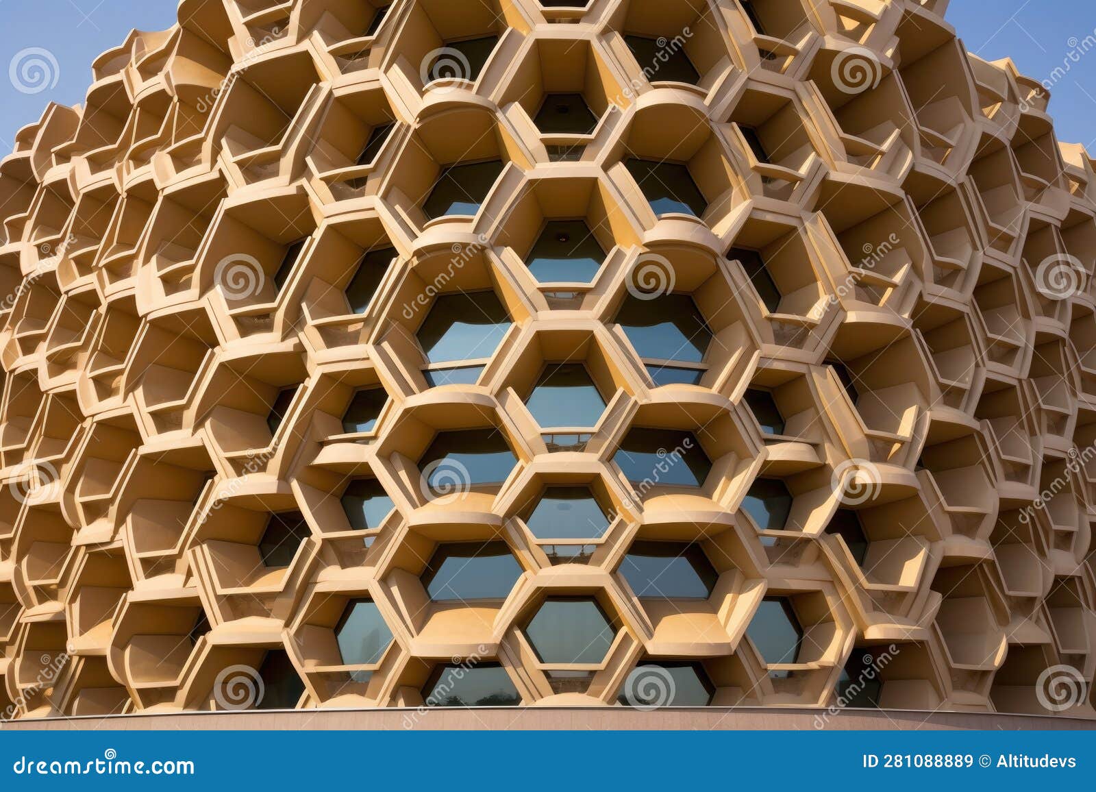 Beehive-like Pattern on a Modern Building Facade Stock Illustration ...