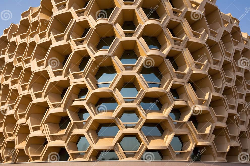 Beehive-like Pattern on a Modern Building Facade Stock Illustration ...