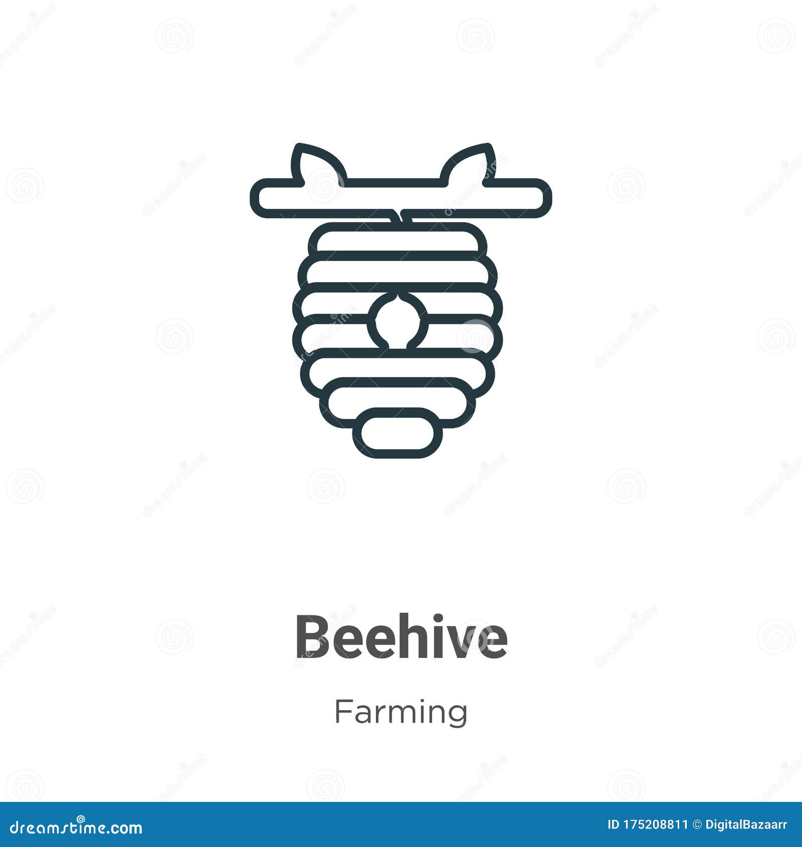 Beehive Outline Vector Icon. Thin Line Black Beehive Icon, Flat Vector ...