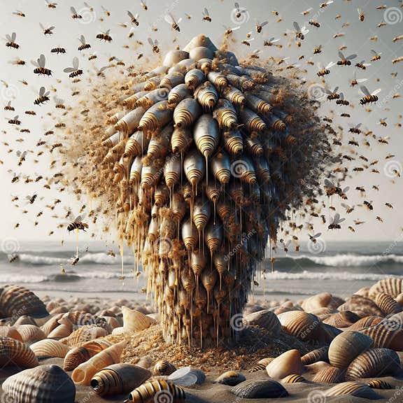 Beehive Shell - a Shell Filled with Small Flech Stock Image - Image of ...