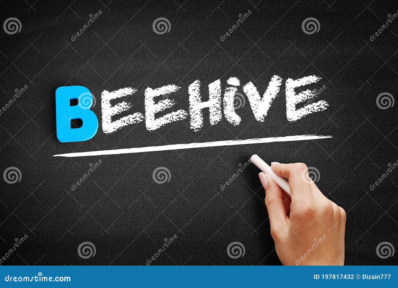 Beehive text on blackboard stock photo. Image of beekeeper - 197817432