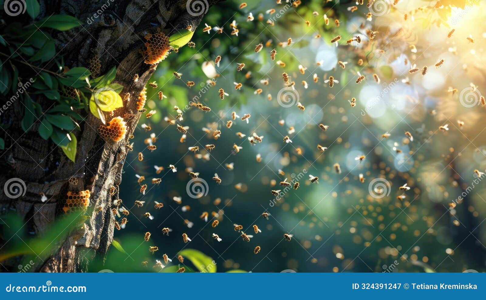 A Beehive on a Tree with Bees Flying Around, Promoting the Importance ...