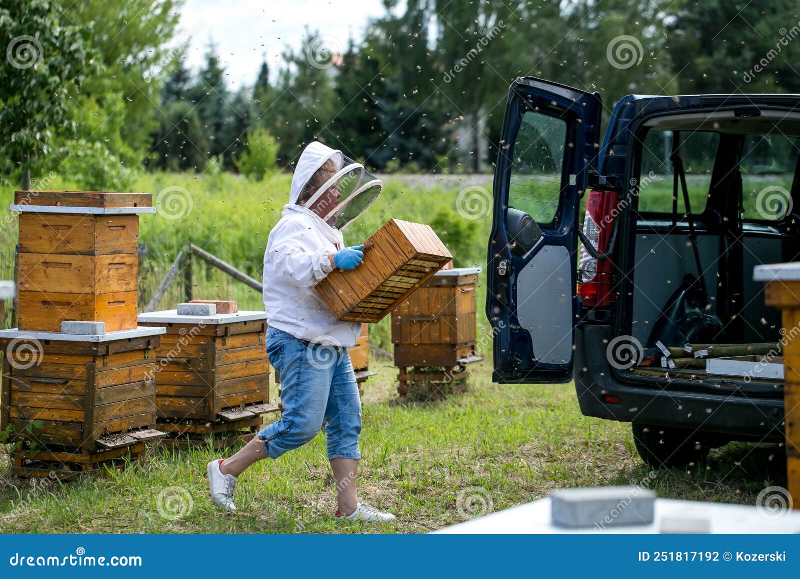 Beekeeper in Apiary during Work Stock Photo - Image of beekeepers ...