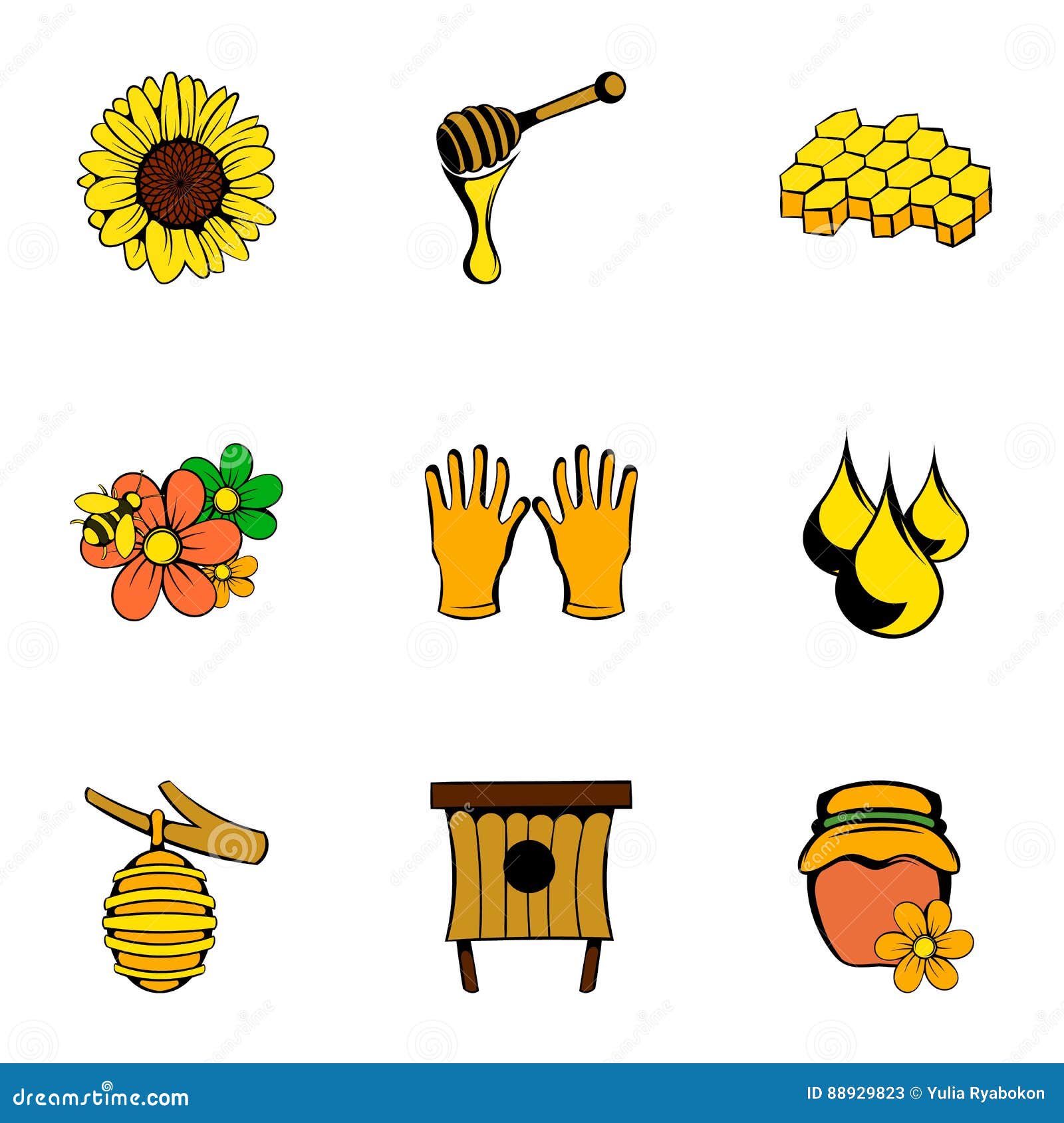 Beekeeper Icons Set, Cartoon Style Stock Vector - Illustration of ...