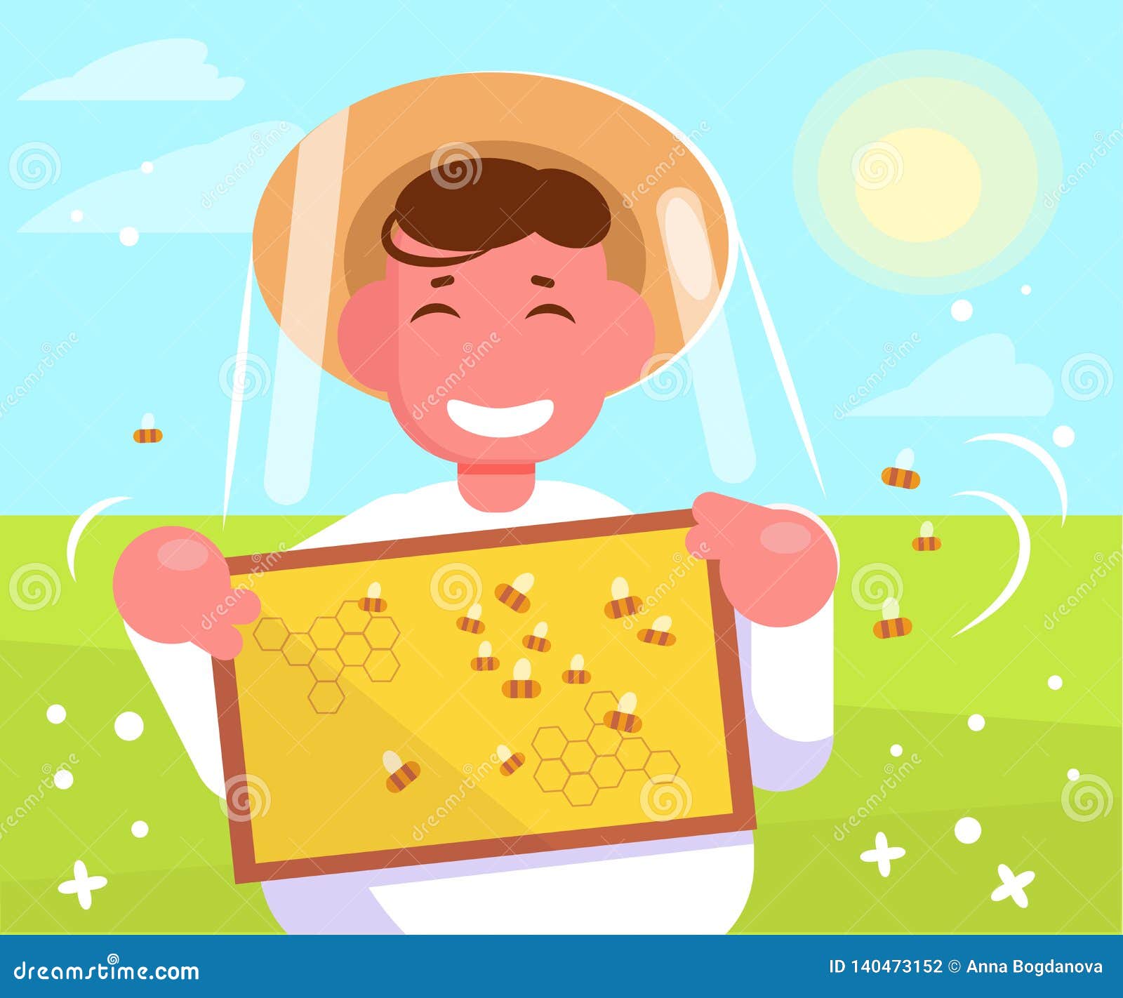 Beekeeper Vector. Cartoon. Isolated Art Honey Gathering Stock Vector ...