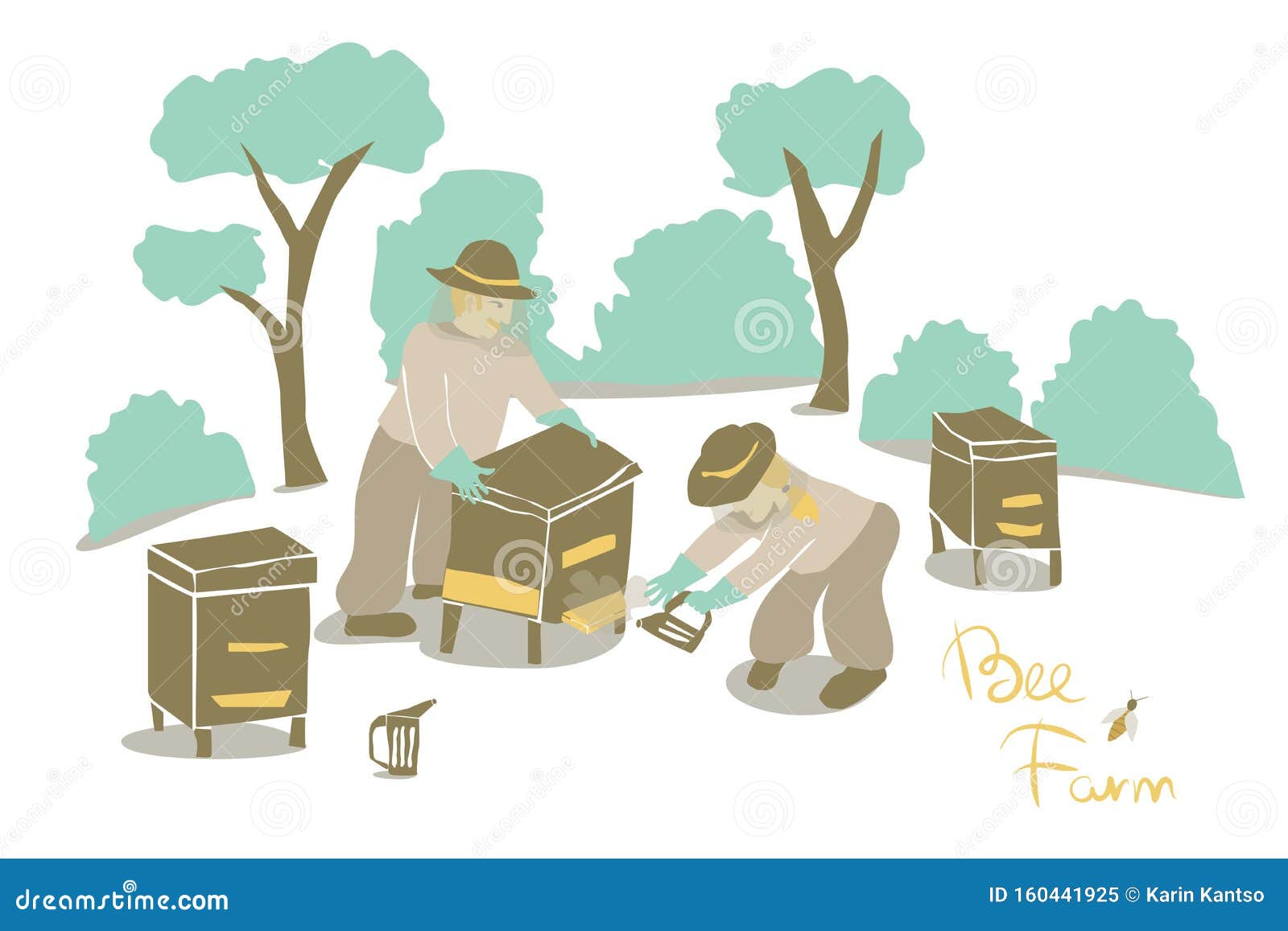 Beekeepers at the Apiary Keeps Honeycombs. Cartoon Flat Vector ...