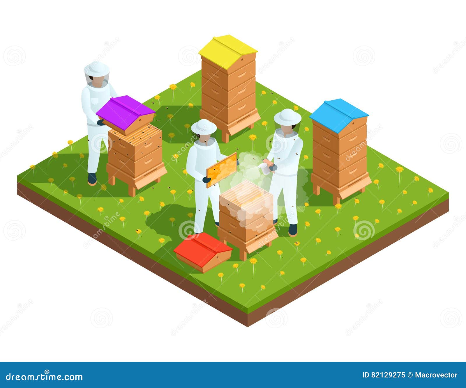Beekeeping Apiary Isometric Composition Stock Vector - Illustration of ...