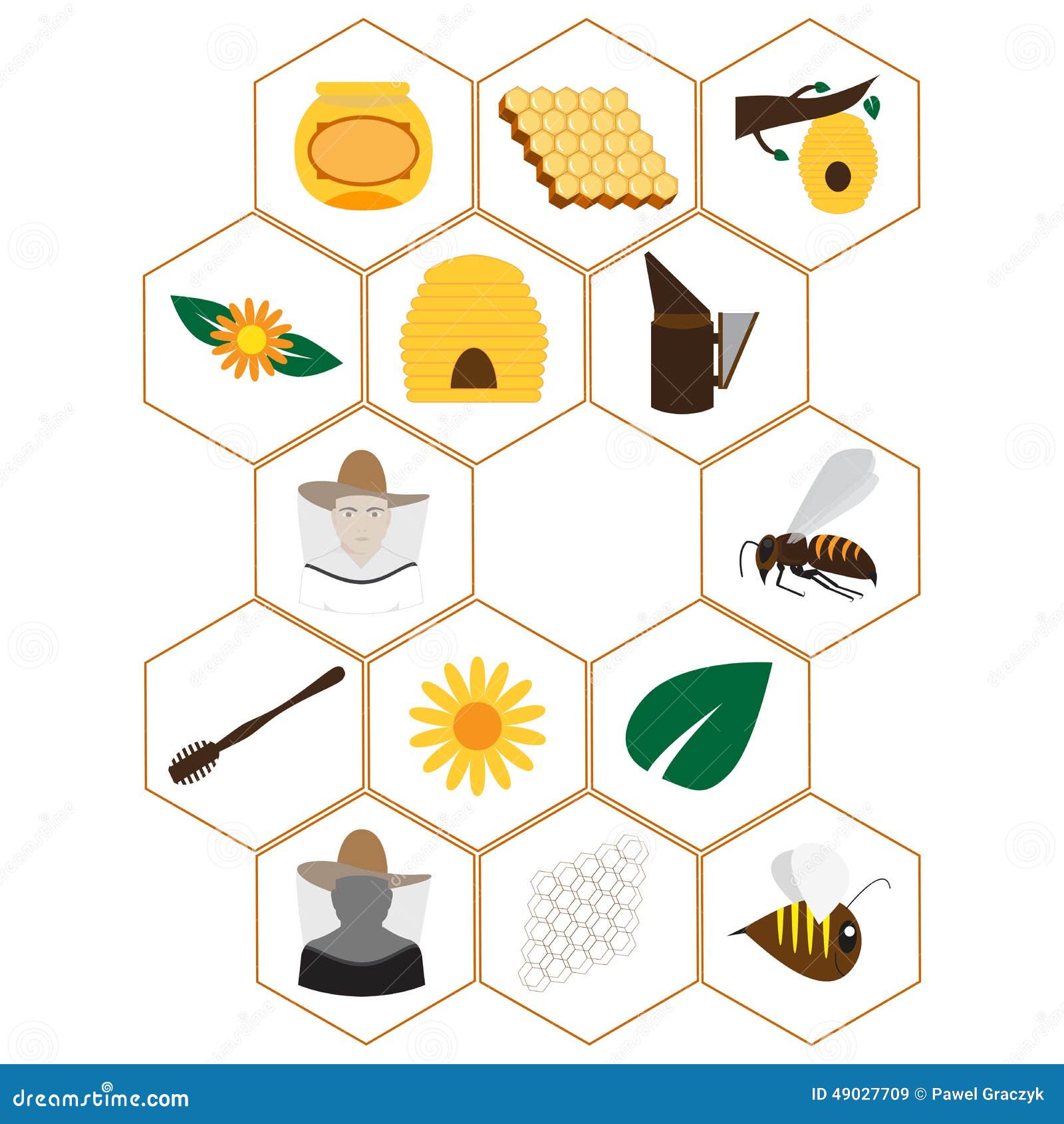 Beekeeping icons set stock vector. Illustration of cell - 49027709
