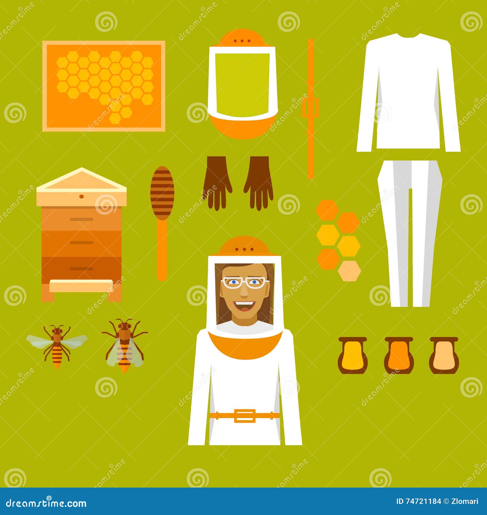 Beekeeping Infographic. Beekeeper with Elements, Bees and Apiaries ...