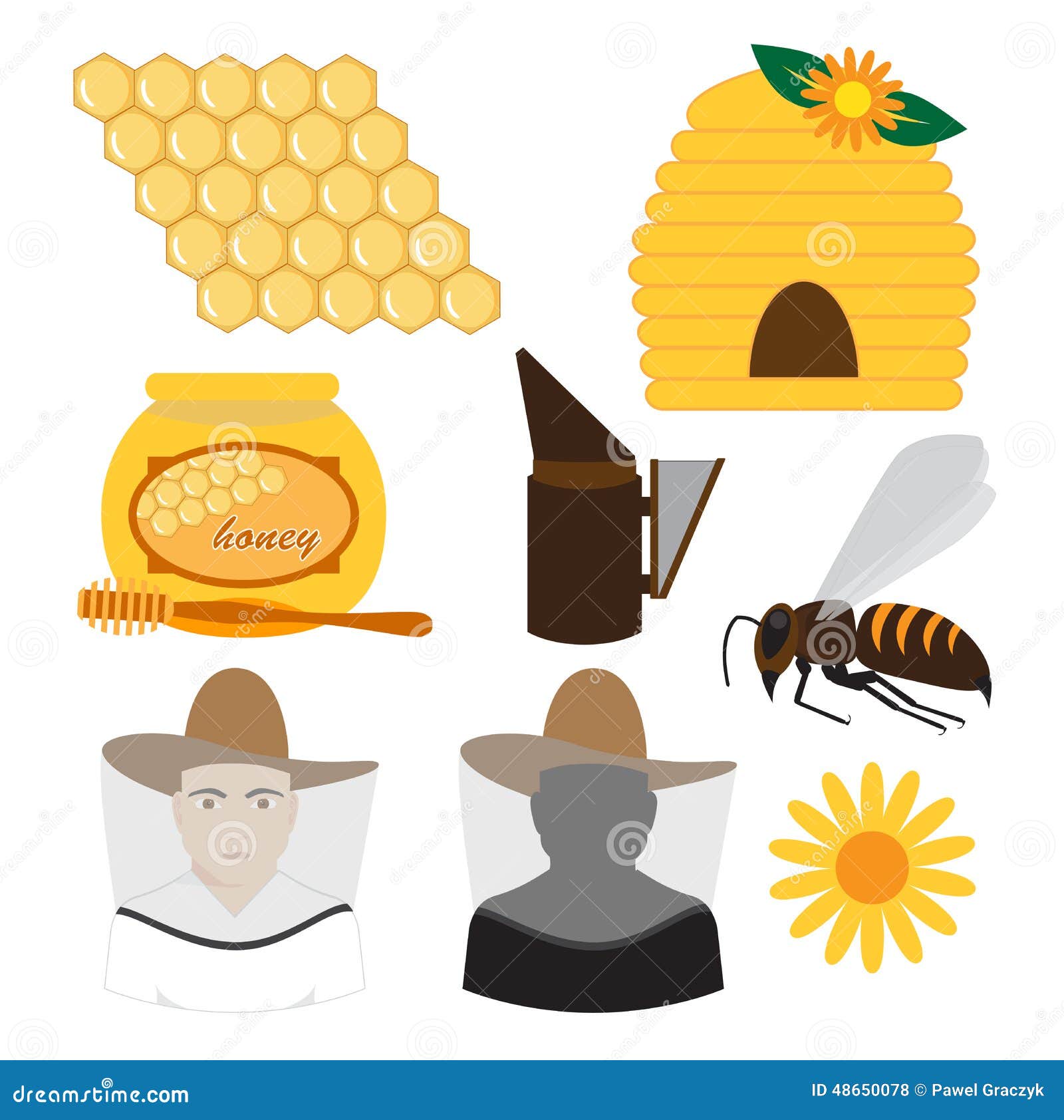 Beekeeping set stock vector. Illustration of nest, symbol - 48650078