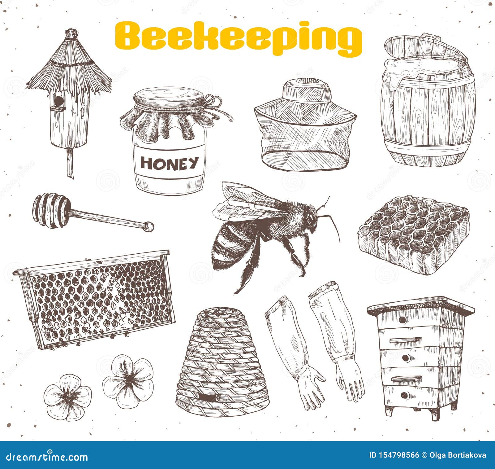 Beekeping Sketches Collection Stock Vector - Illustration of graphic ...