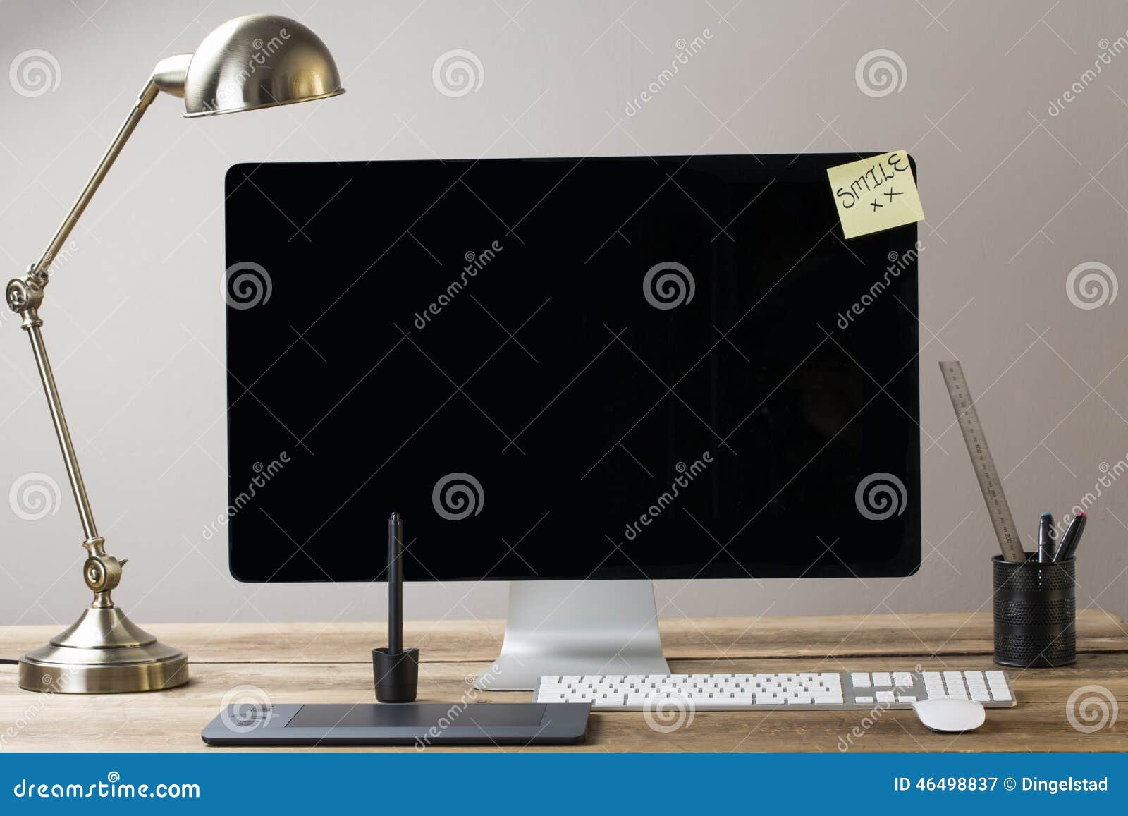 Beeld Van Het Groot Computerscherm Met Een Lamp En Stationaire Punten ...