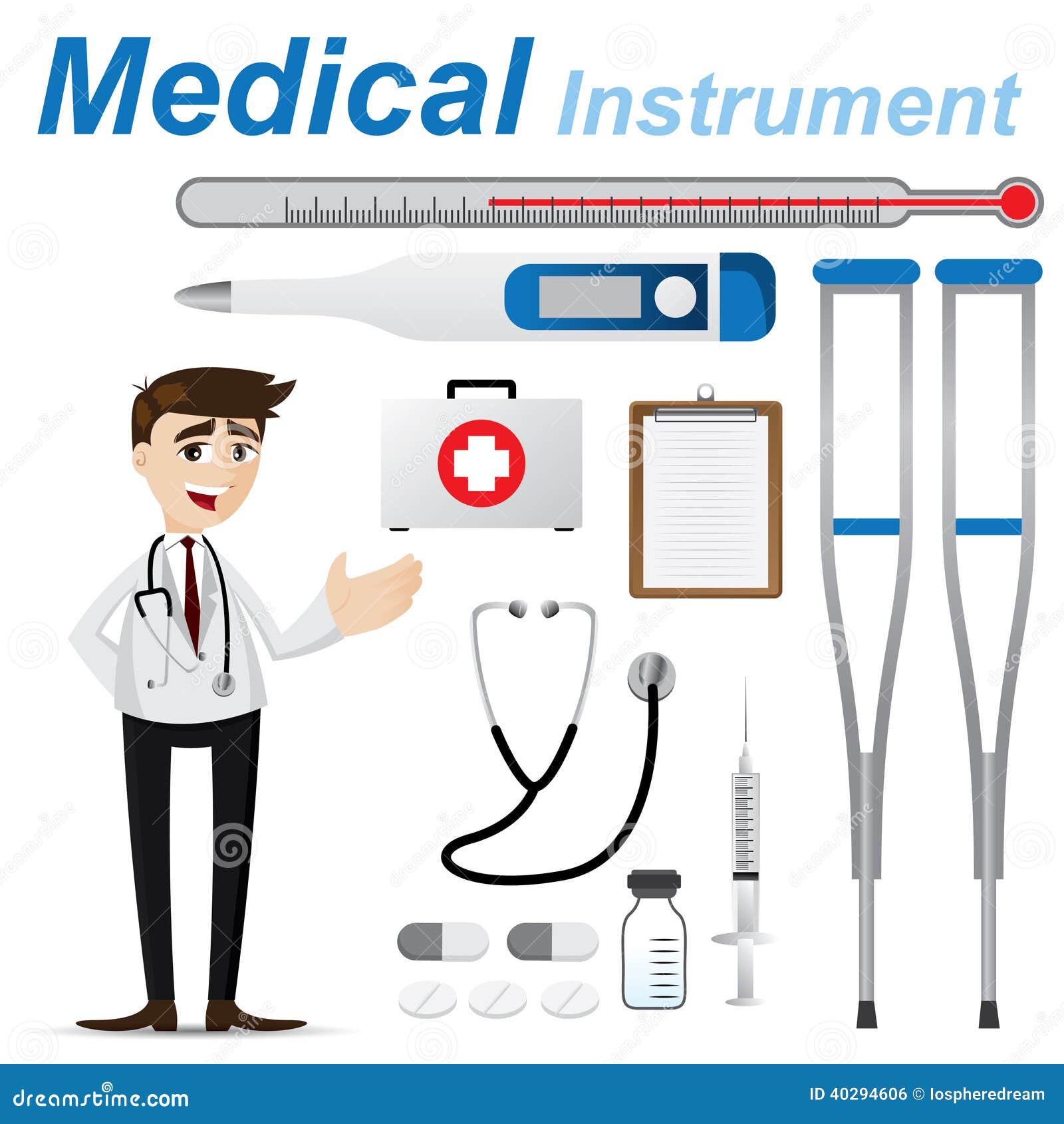 Beeldverhaal Arts Met Medisch Instrument Vector Illustratie ...