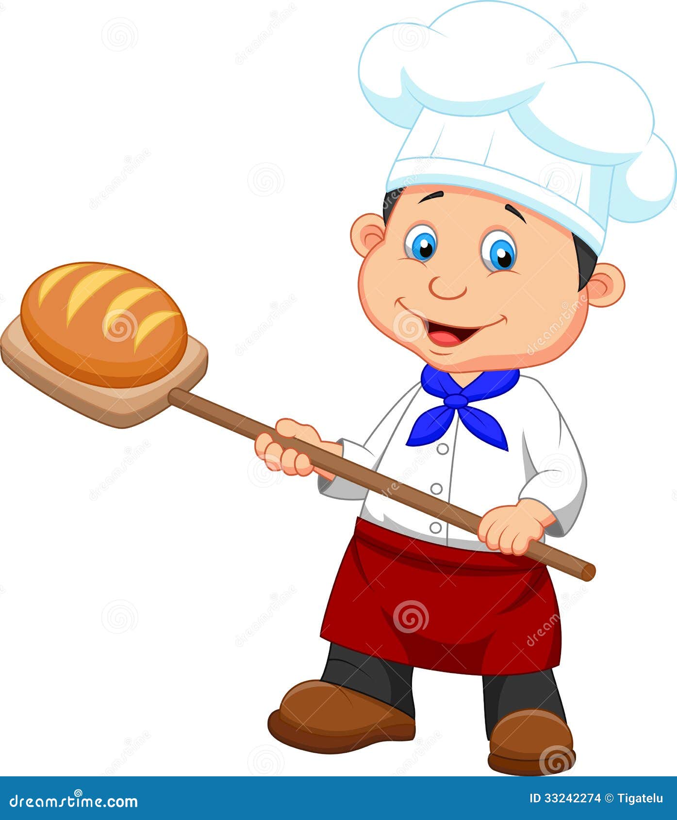 Beeldverhaal Een Bakker Met Brood Vector Illustratie - Illustration of ...