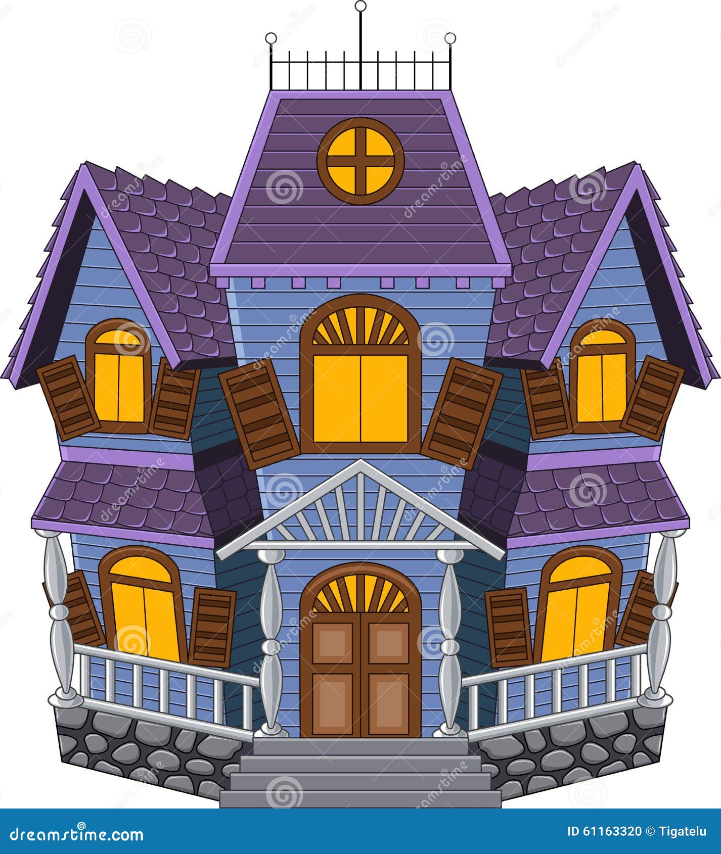 Beeldverhaal Eng Huis Op Witte Achtergrond Vector Illustratie ...