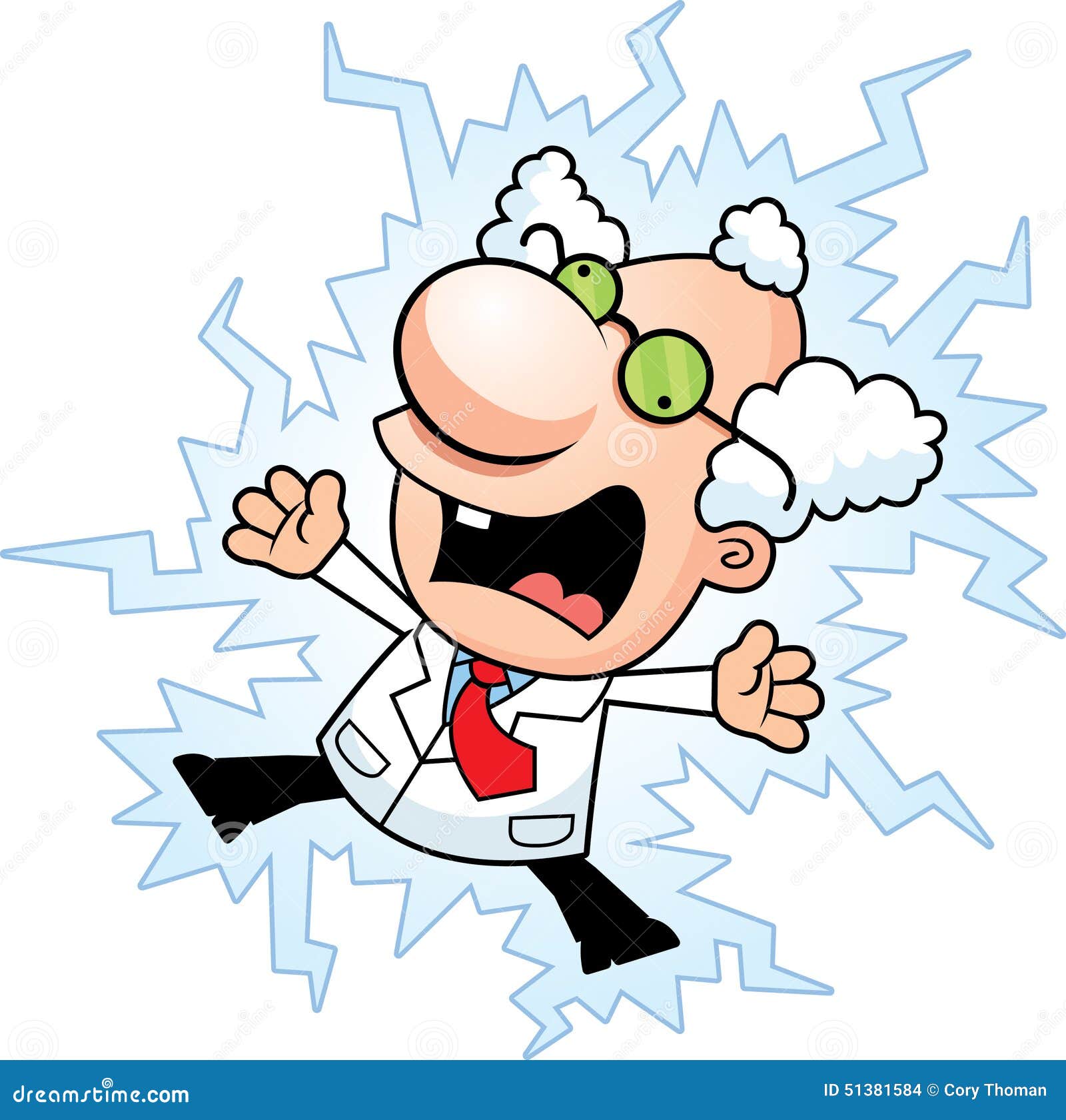 Beeldverhaal Gekke Wetenschapper Electrocuted Vector Illustratie ...