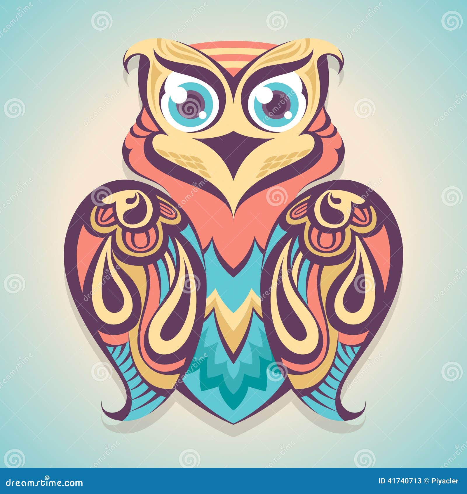 Beeldverhaal gekleurde uil vector illustratie. Illustration of vector ...