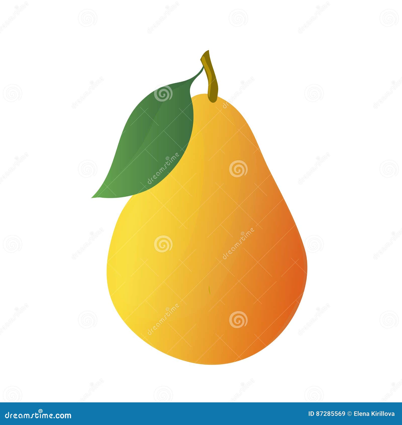 Beeldverhaal Gele Peer Met Blad Vector Illustratie Stock Illustratie ...