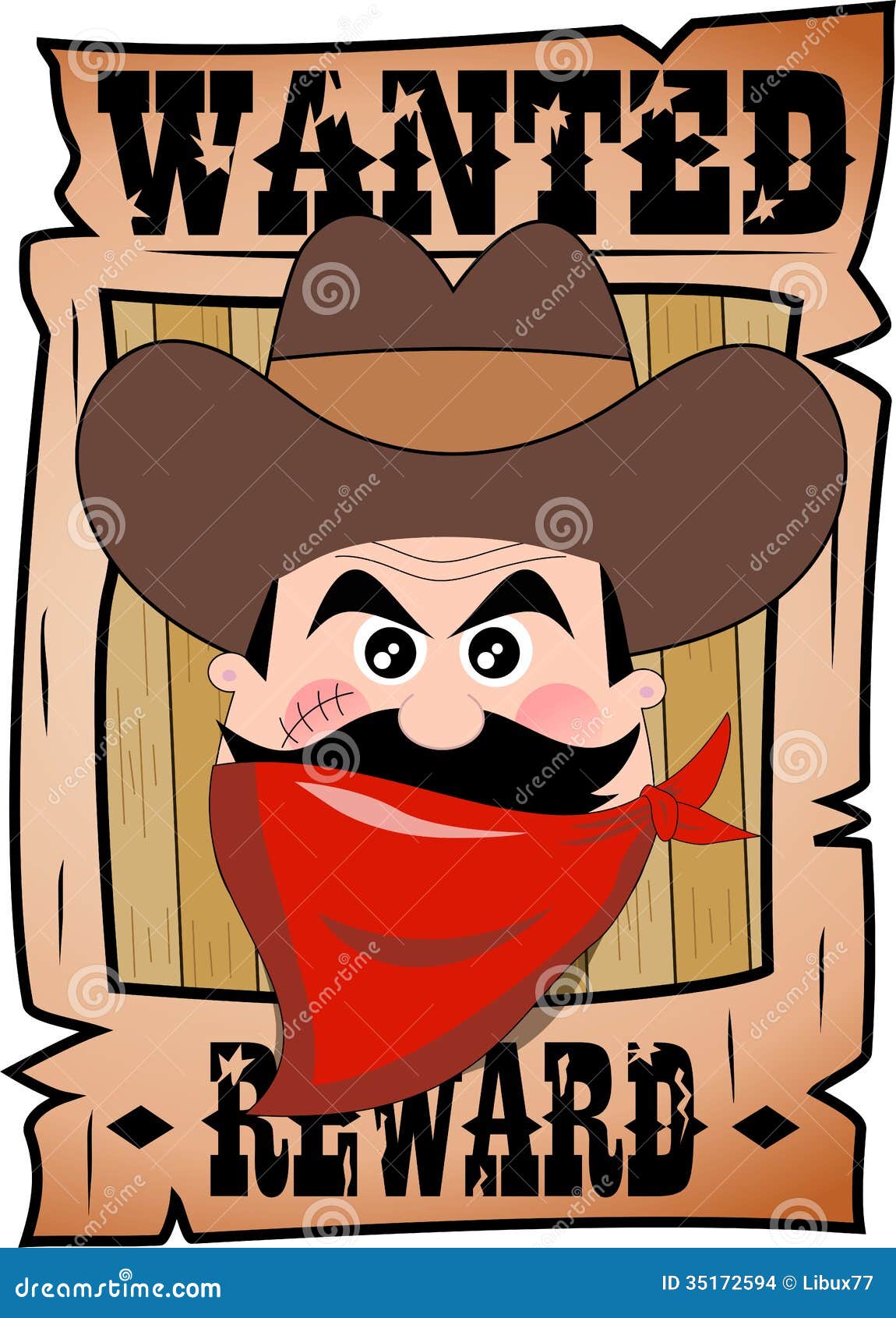 Beeldverhaal Gewilde Affiche Met Bandiet Face Vector Illustratie ...