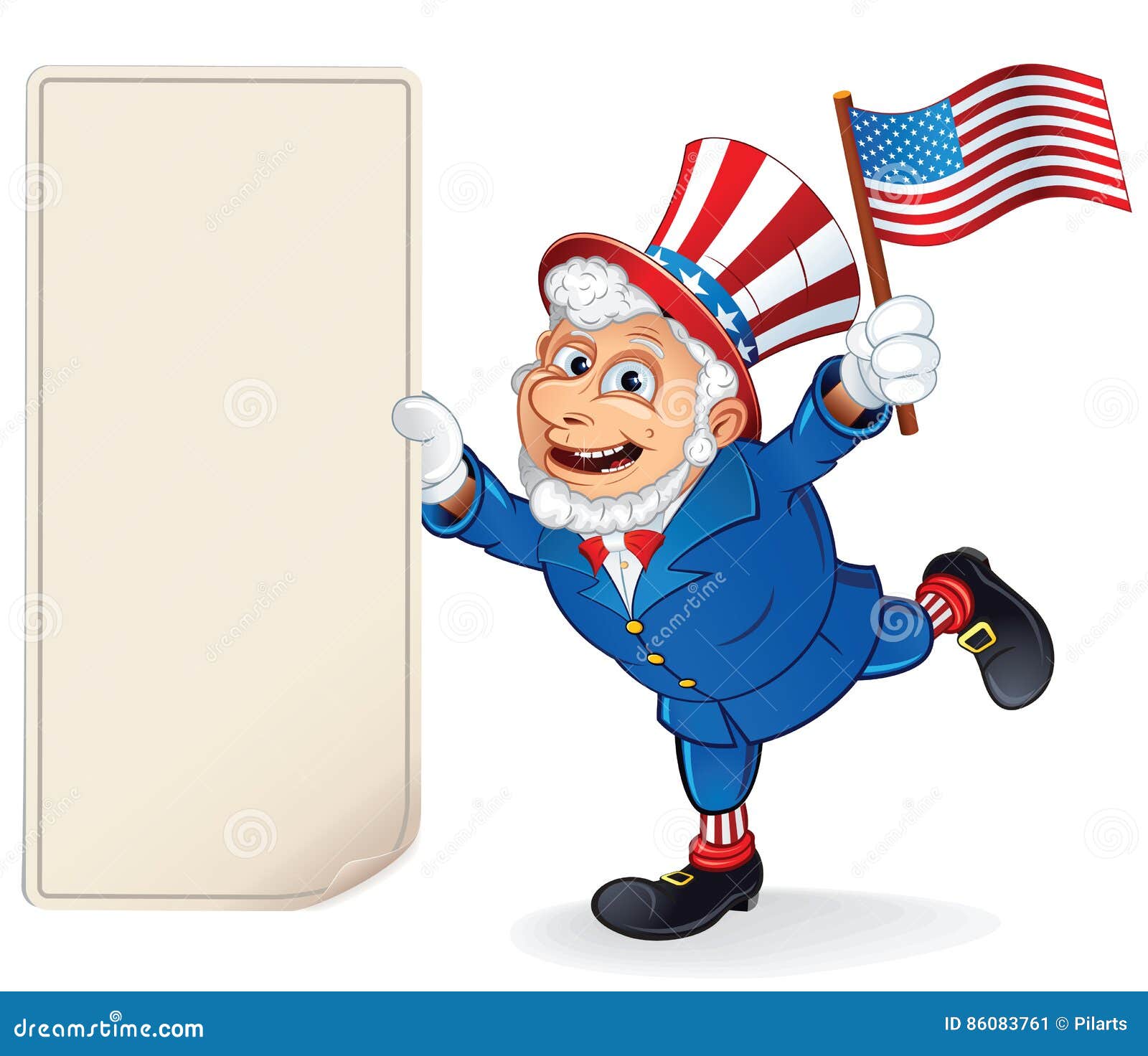 Beeldverhaal Oom Sam Holding Blank Paper Bill Vector Vector Illustratie ...