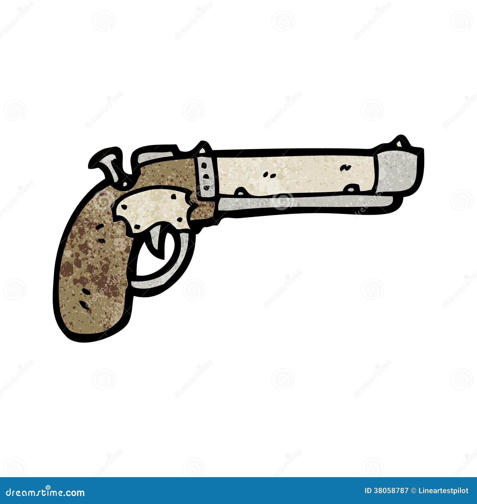 Beeldverhaal oud pistool vector illustratie. Illustration of ...