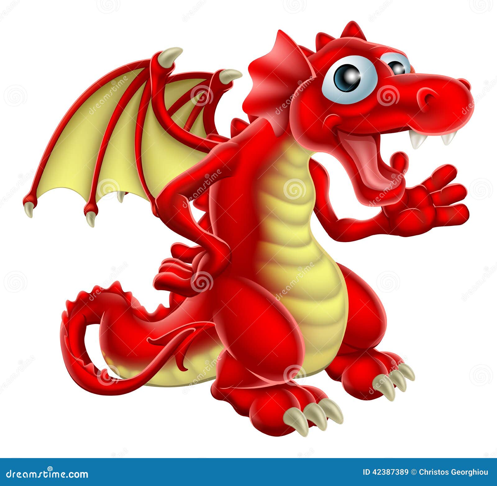 Beeldverhaal Rode Draak vector illustratie. Illustration of gelukkig ...