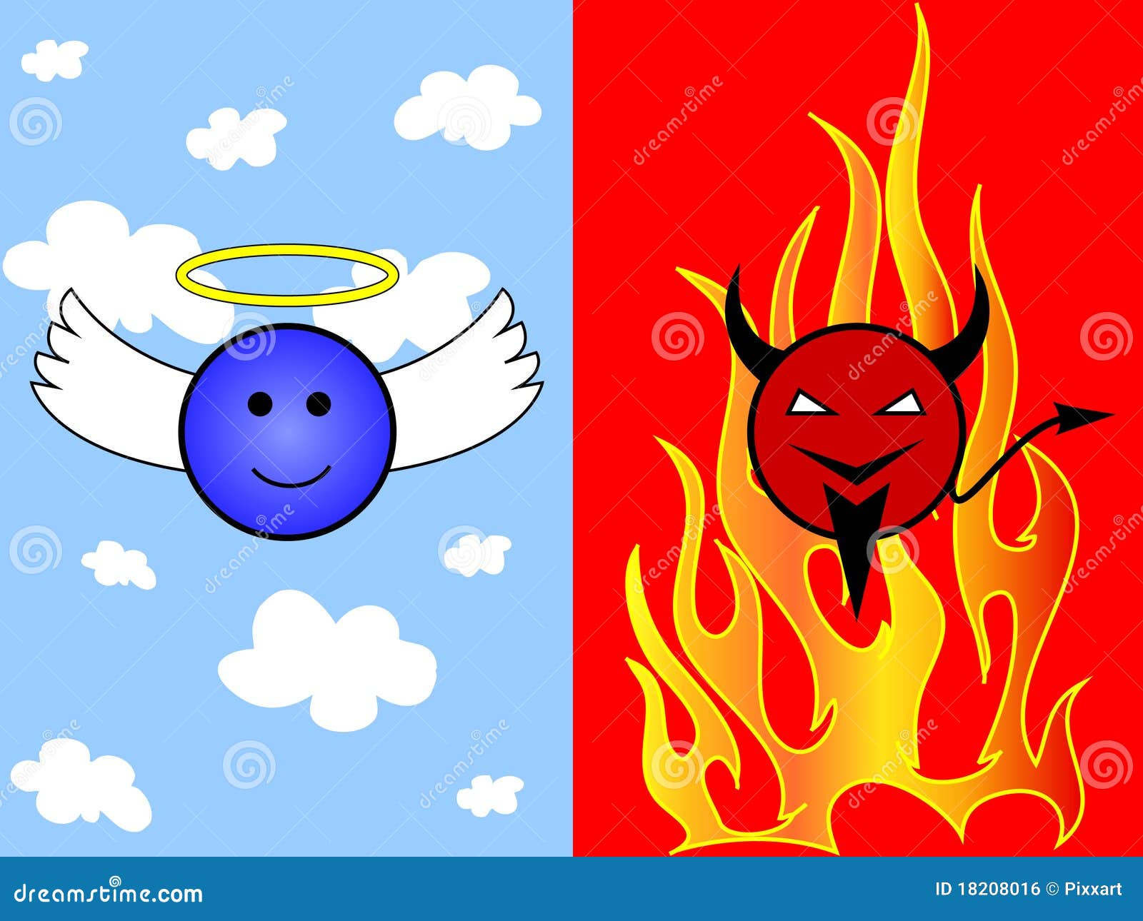 Beeldverhaal Van Engel En Duivel Vector Illustratie - Illustration of ...